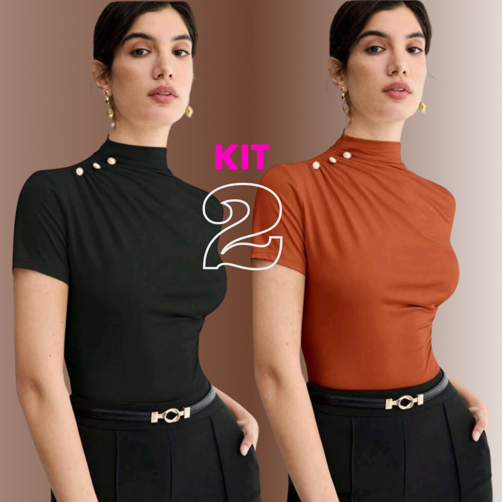 KIT 2 BLUSA Feminina ESTILOSA Suplex Blusinha Feminina Elegante Gola ...