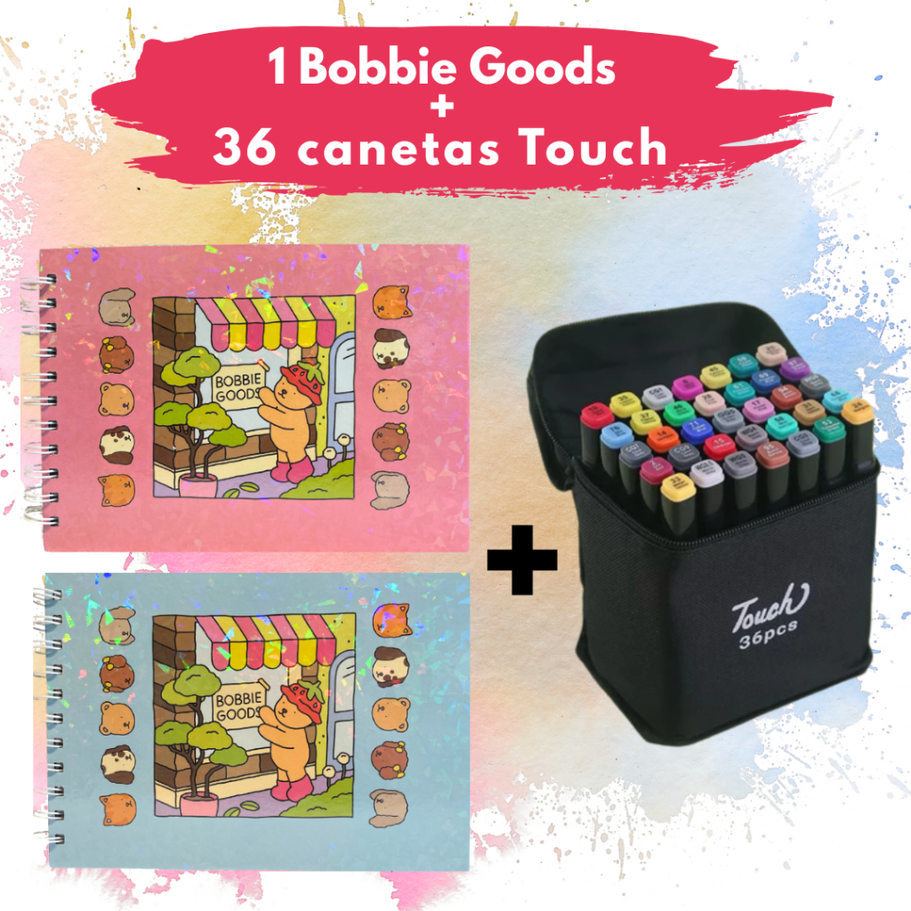 Kit livro de colorir Boibbie Goods + 36/48/60/80 Canetas Touch | Shopee Brasil