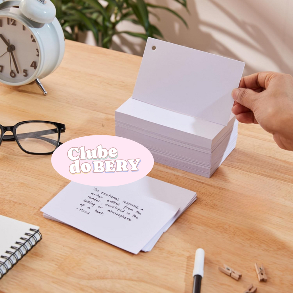 [180g/240g] 200 Flash Cards pré-furados para fichas de estudo ...