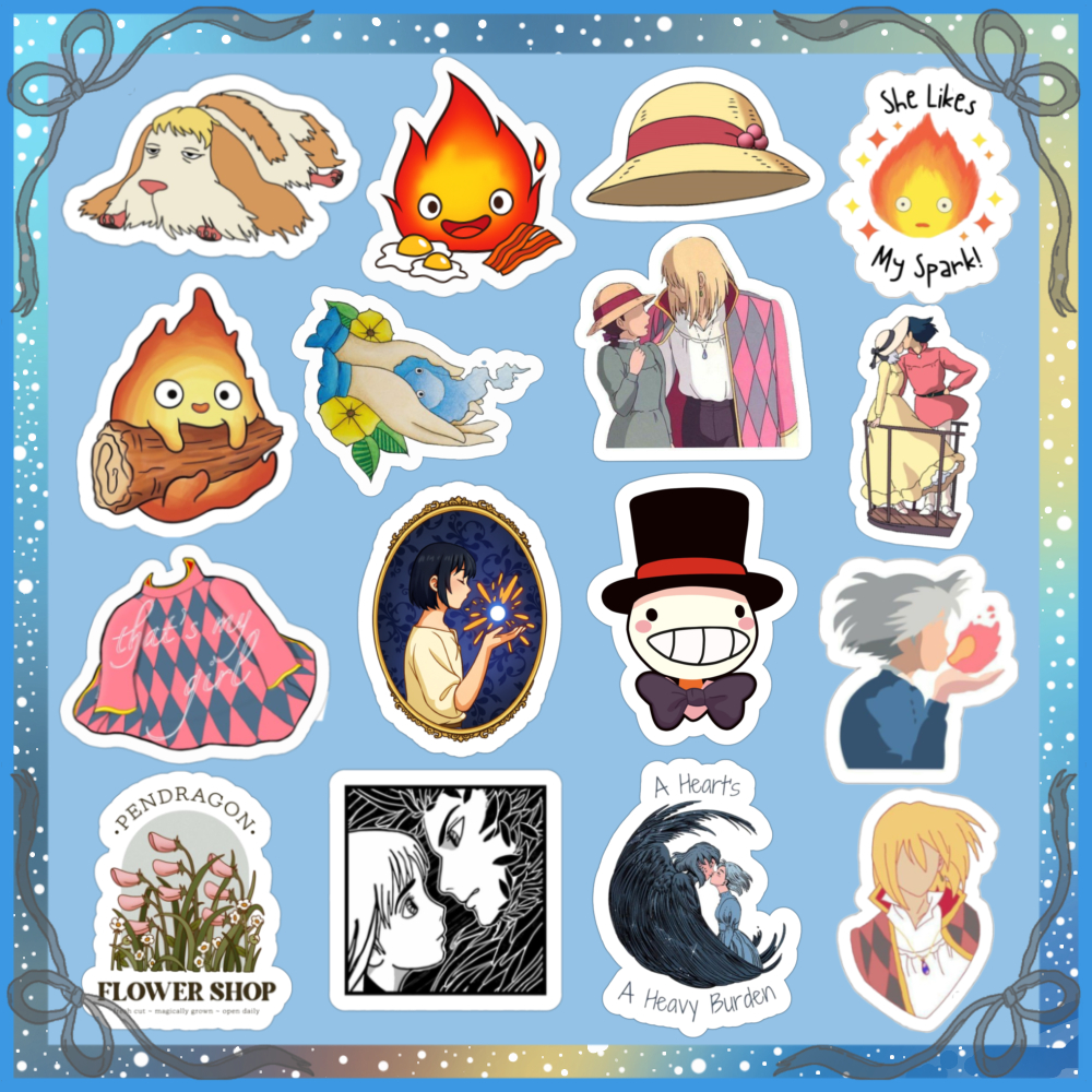 kit 16 stickers adesivos o castelo animado howl's moving castle howl ...