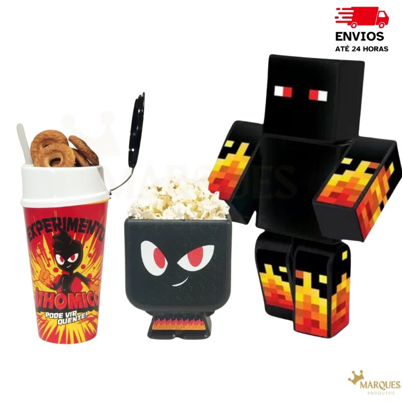 Kit Boneco Athos 25 cm com 3 Chaveiros Ferramenta + Balde de Pipoca ...