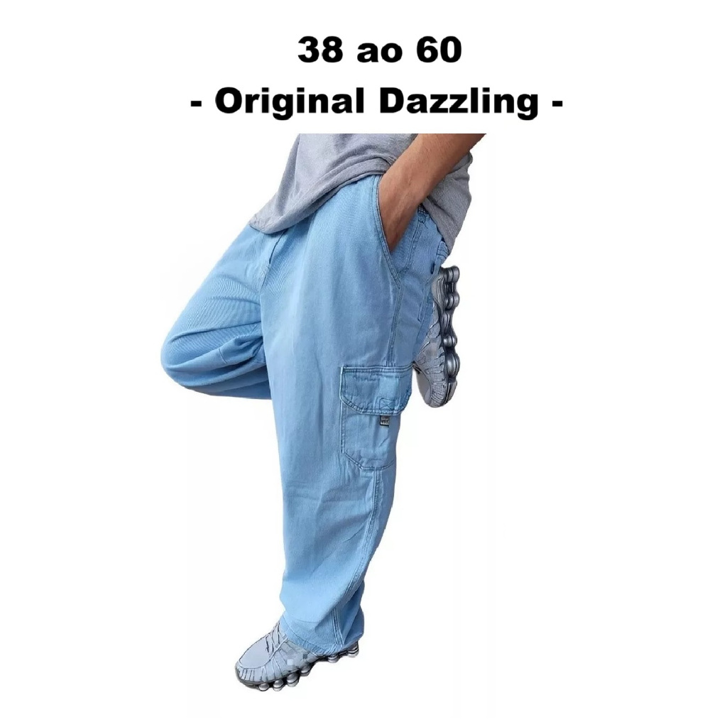 Calça Dazzling Jeans Cargo Masculina Cós Elastico Plus Size Tamanho ...