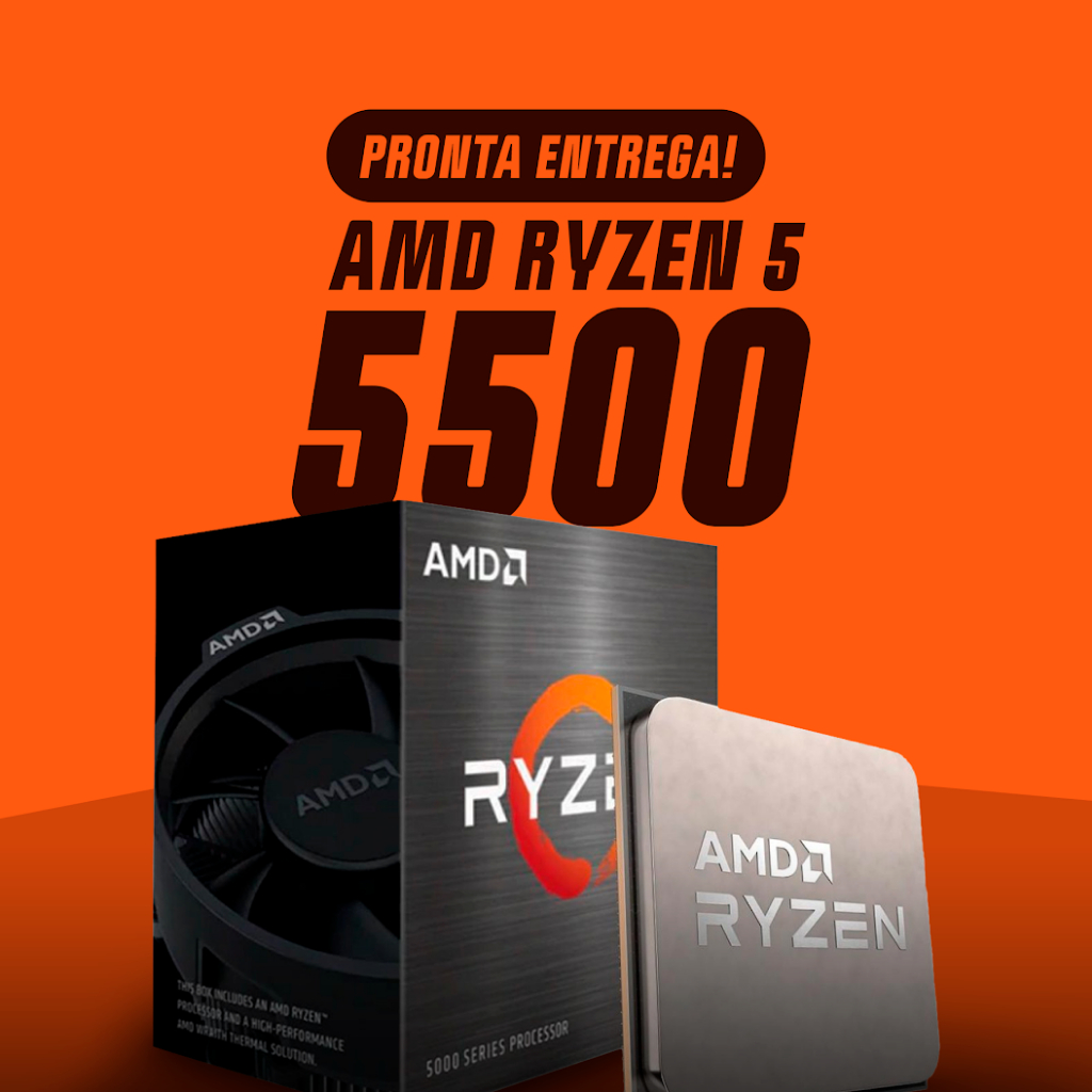 Processador AMD Ryzen 5 5500 3.6GHz (4.2GHz Turbo), 6-Cores 12-Threads, Cooler Incluso , AM4 ...