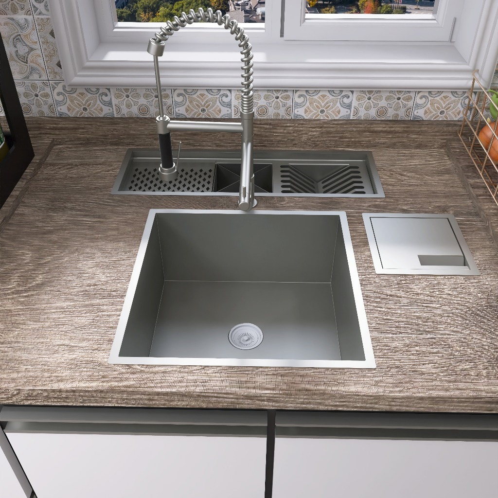 Pia Gourmet 40x40 Inox 304 Escovado para Cozinha Compacta e Moderna ...