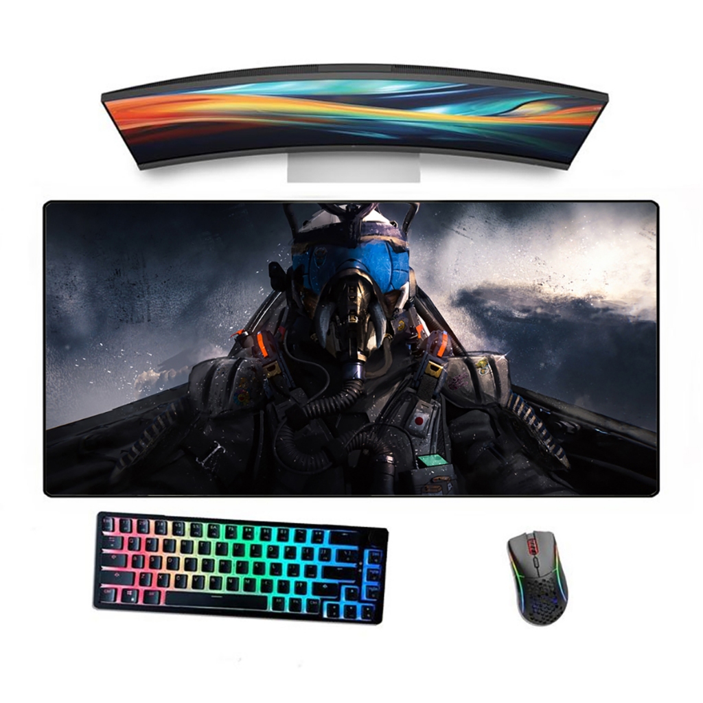 Mousepad Gamer Borda Costurada Estampado Piloto Avião Caça | Shopee Brasil