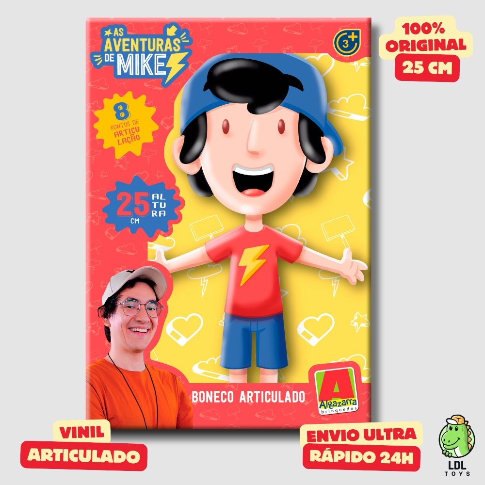 Boneco Vinil Aventuras de Mike Gamer Articulado Youtuber 25cm Algazarra ...