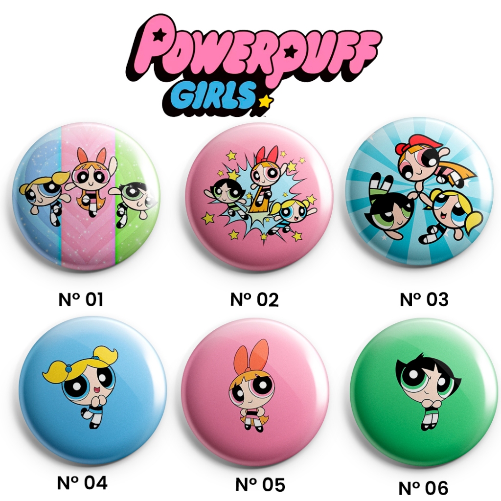 Kit Bottons/Botons/Broches/Pin Redondos MENINAS SUPER PODEROSAS 4,5cm | Shopee Brasil
