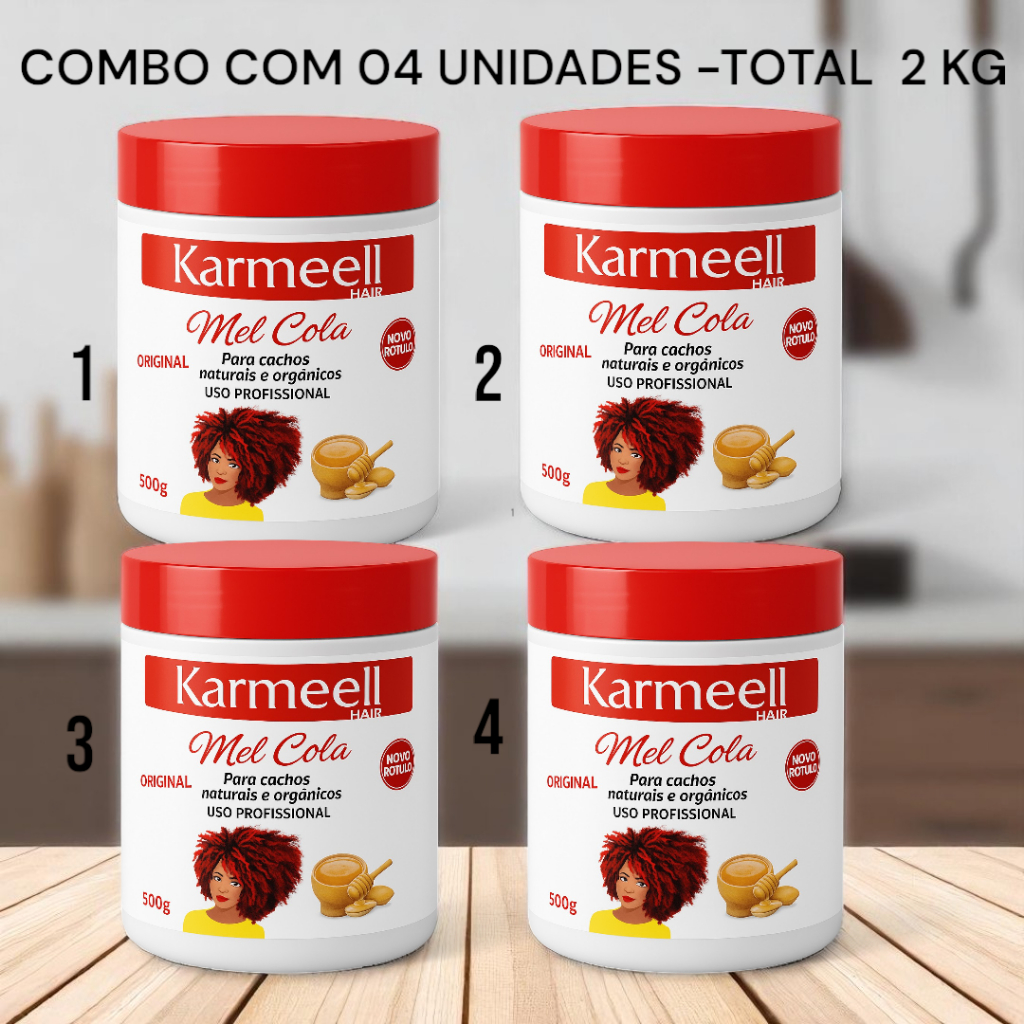 Mel Cola Para Cachos Naturais e Orgânicos Karmeell 500g cada, combo com ...