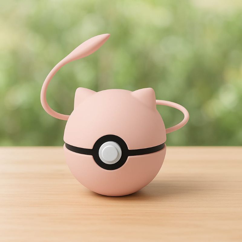 Pokébola Mew Decorativa | Mini Pokébola Rosa com Orelhas e Cauda ...
