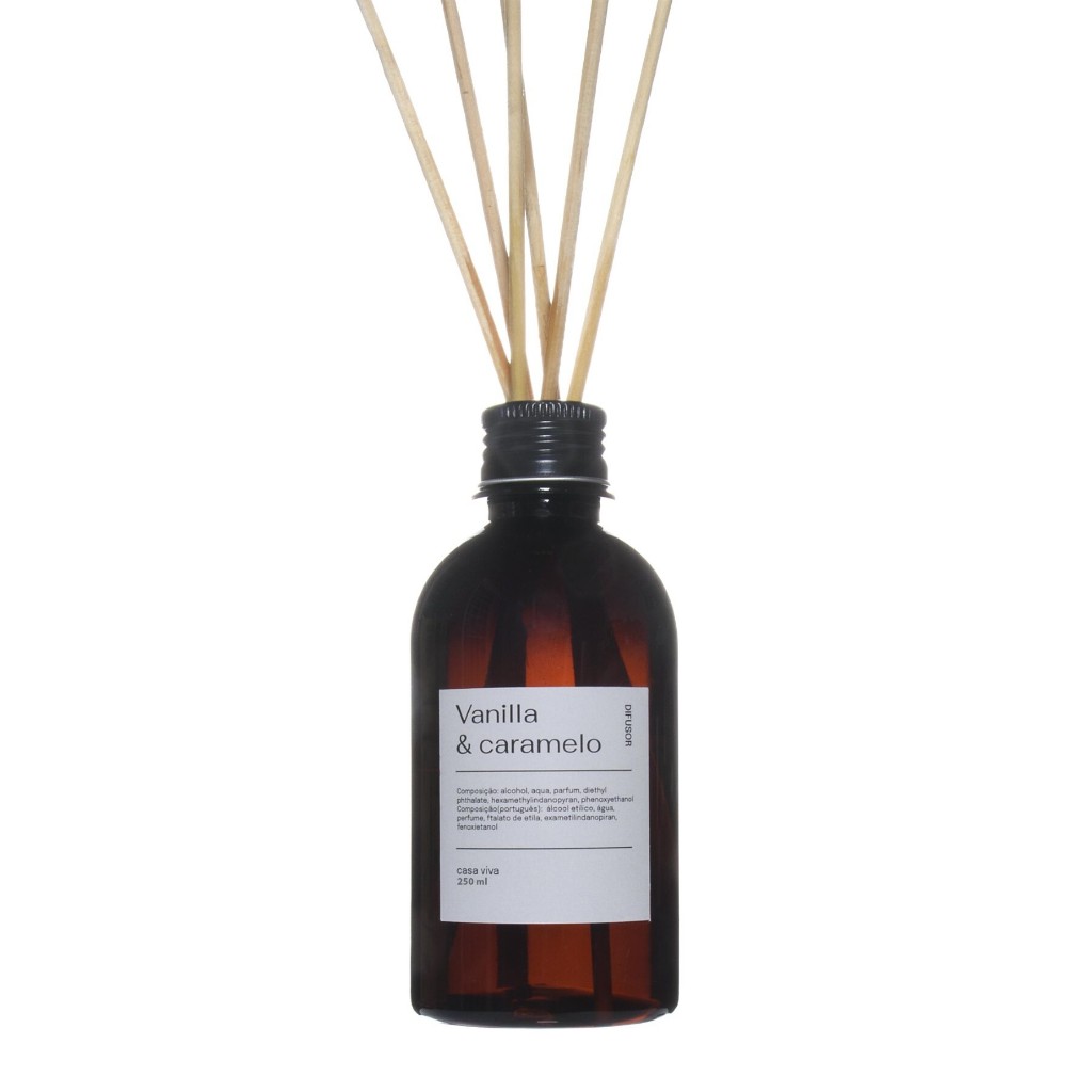 Difusor de Aromas Vanilla & Caramelo 250 ml Casa Viva Varetas Perfumadas para Sala, Quarto e ...