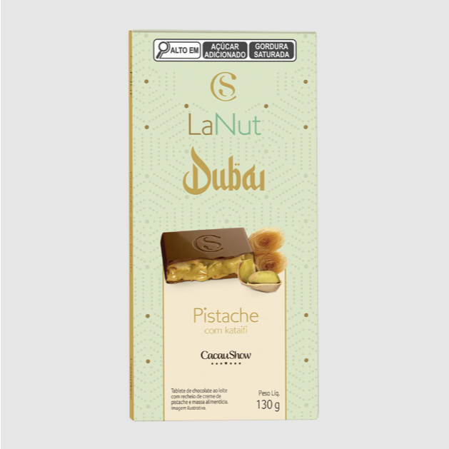 Tablete Lanut Pistache Dubai Cacau Show 130g | Shopee Brasil