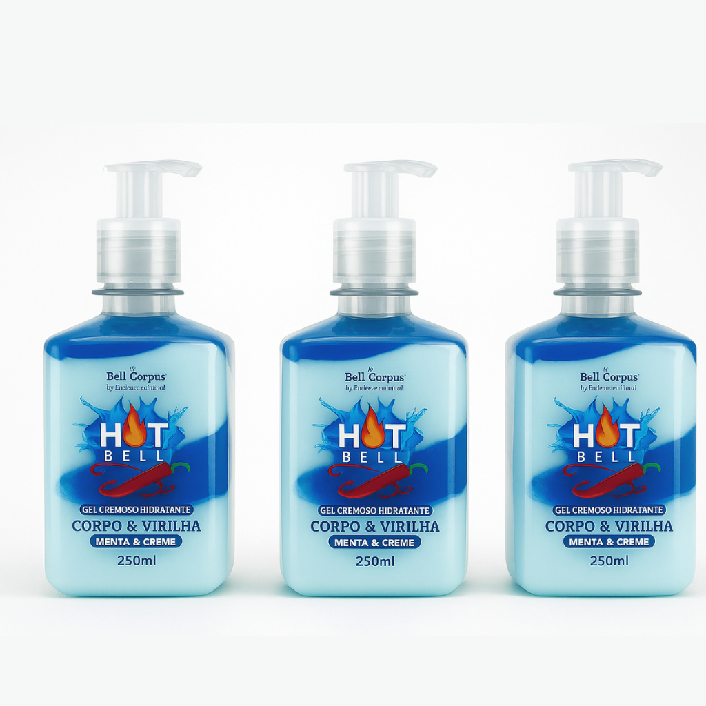 Gel Creme Hidratante KIT Corporal e Virilha Hot Bell Menta KIT COM 3 ...