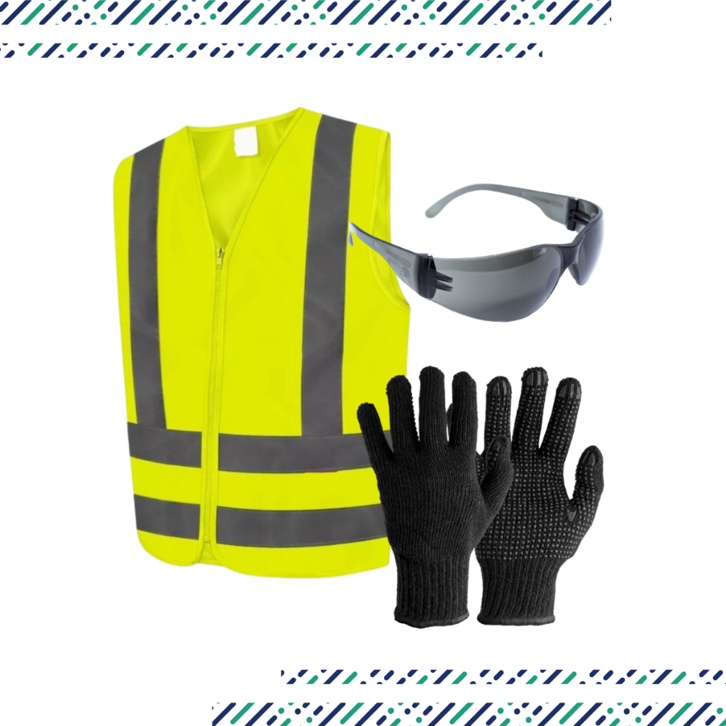 Kit EPI Visibilidade Para Entregador Colete Refletivo Óculos de ...