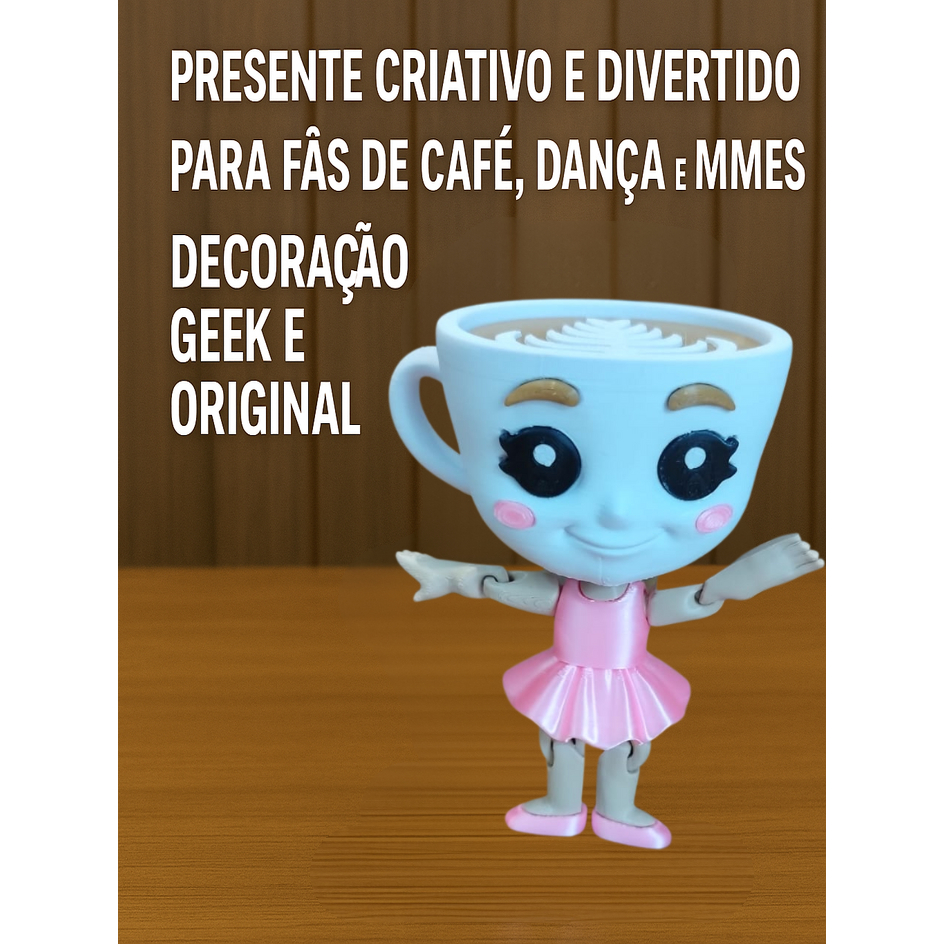 Boneca Articulada Bailarina Cappucina Meme Tiktok Decoração Geek em 3D ...