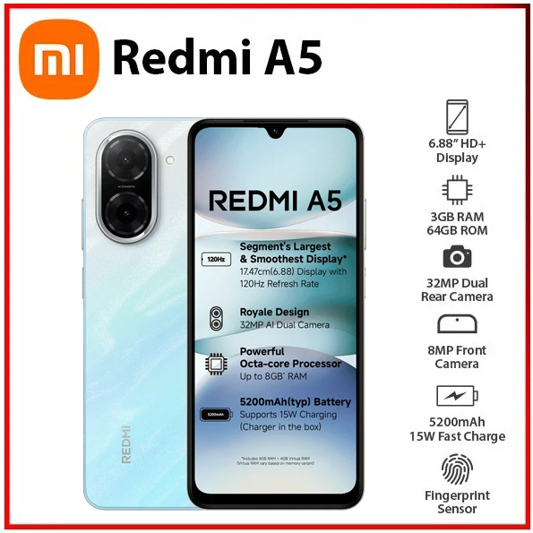 (Novo) Xiaomi Redmi A5 Azul 4GB+128GB RAM,3GB+64GB RAM | Shopee Brasil