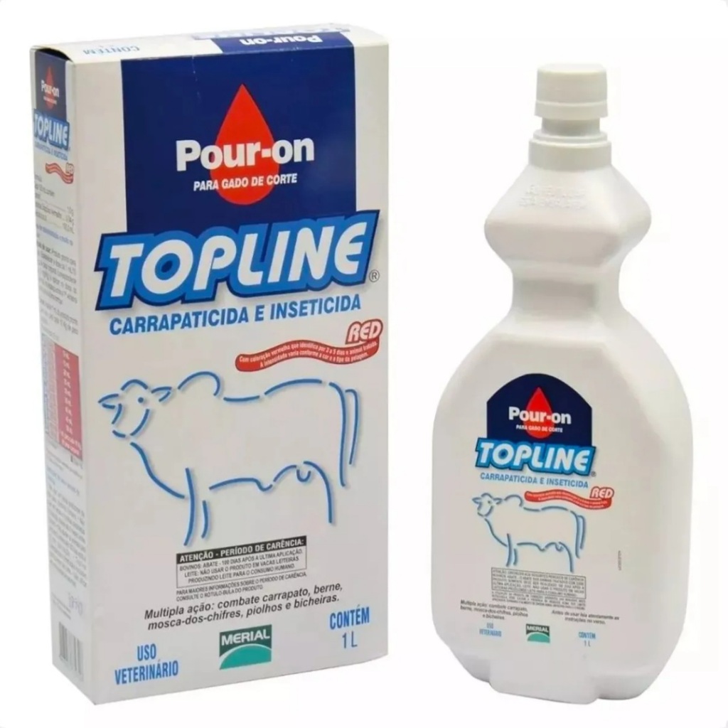 TopLine Poun On 1 Litro p/ carrapatos, moscas, bernes e bicheiras ...