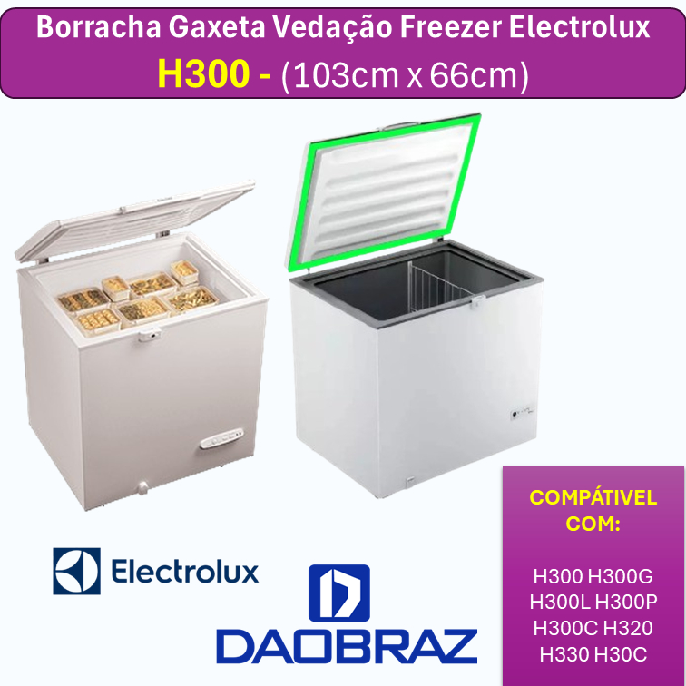Borracha/gaxeta Modelo H300/H320/H330/H30 Original do Freezer Horizontal Eletrolux (103cm x 66cm ...