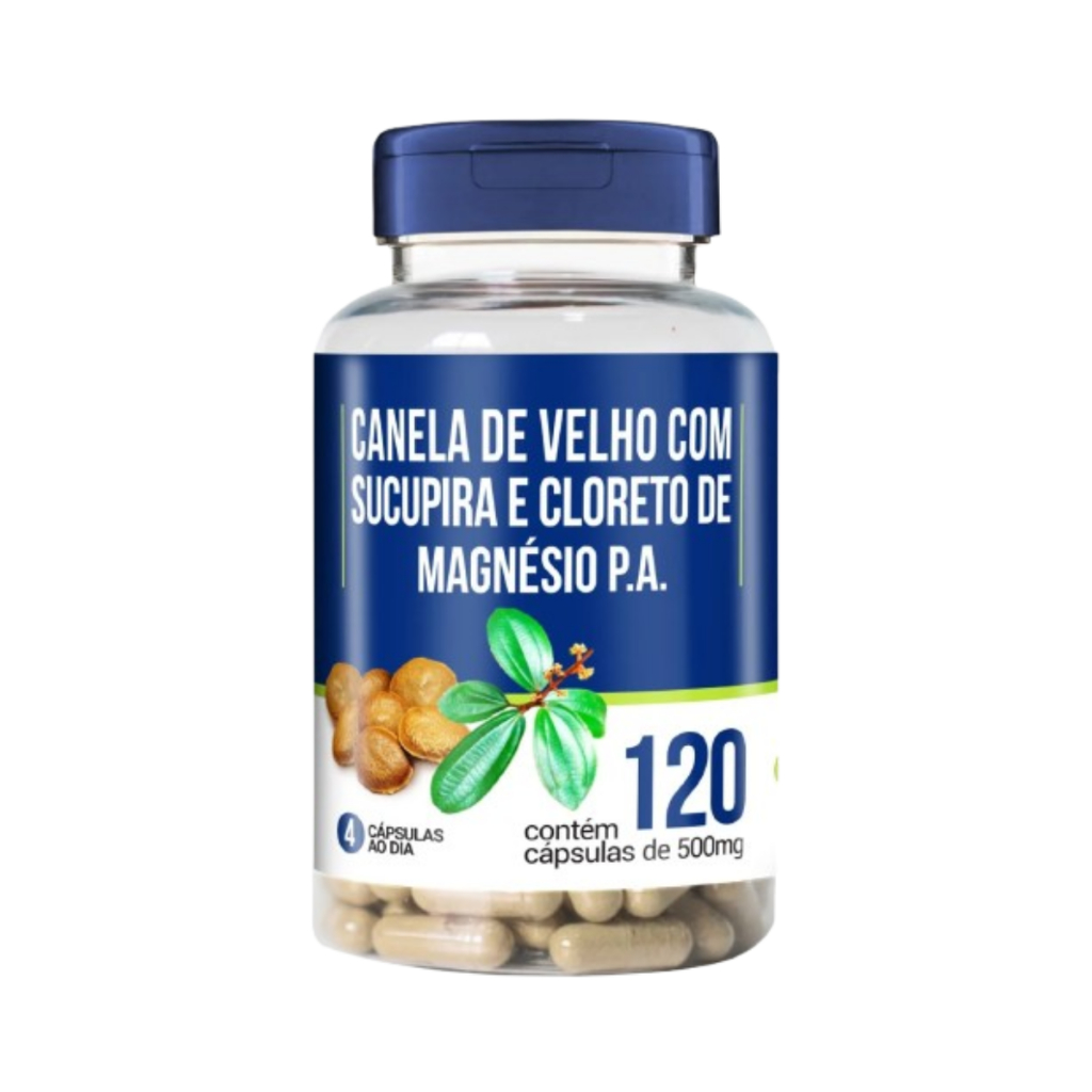 CLORETO DE MAGNESIO PA + SUCUPIRA + CANELA DE VELHO 500 MG, 100% NATURAL, UM FRASCO COM 120 ...
