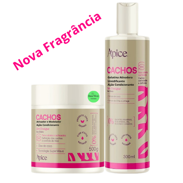 Kit Apice Cachos Nova Fragrancia - Ativador Anti-Frizz e Gelatina Umidificante Ativadora Apse ...