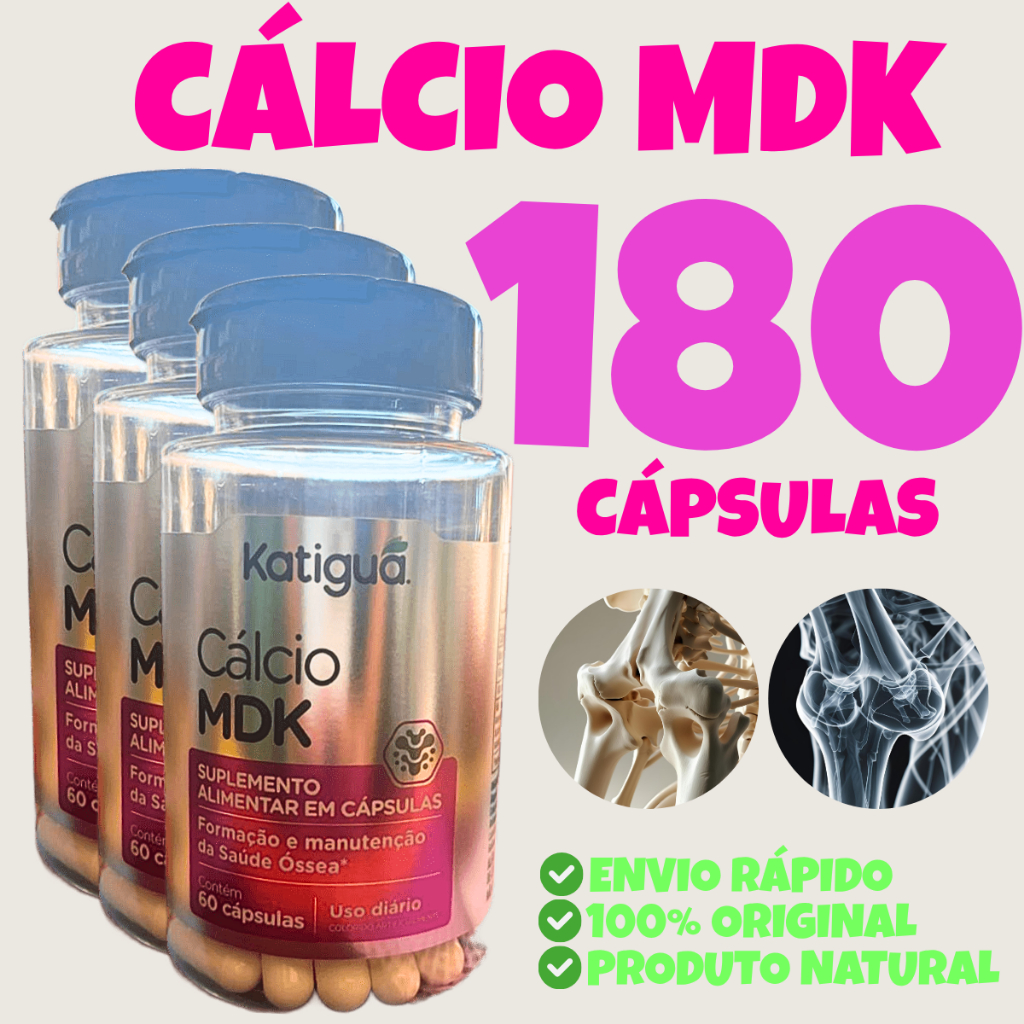 Kit com 3 Cálcio MDK- Cálcio Magnésio Vitamina D3 K2 30 Doses Katiguá - Suplemento Alimentar ...