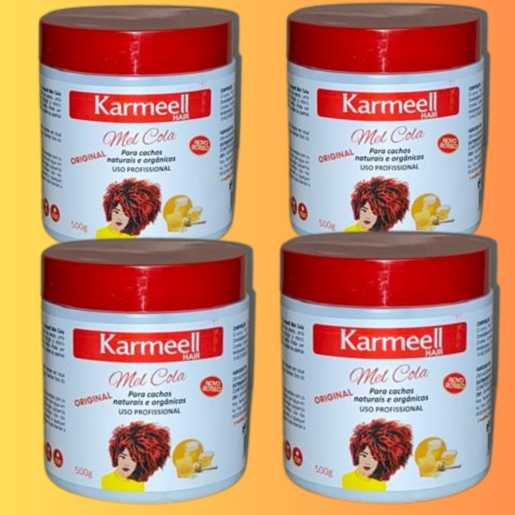 Kit 04 Mel Cola Karmeell Hair 500g gelatina Fixado e Definidor de ...