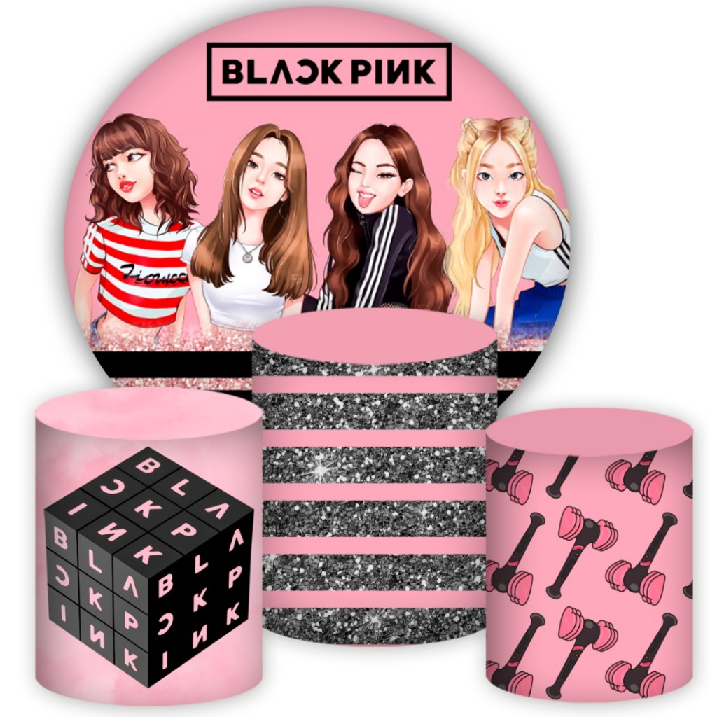 KIT 4 CAPAS PARA PAINEL DE FESTA SUBLIMADO DECORATIVO - TEMA BLACK PINK ...