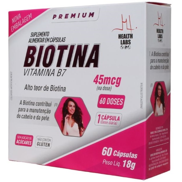 Biotina 60 Cápsulas / Vitamina B7 - 60 Doses - Cabelo, Pele e Unha ...