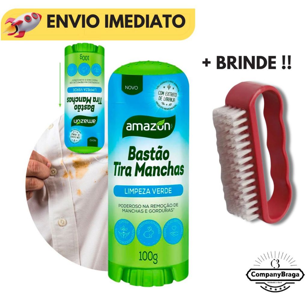 Bastão Tira Manchas Amazon 100G Remove Mais De 70 Tipos De Manchas | Shopee Brasil