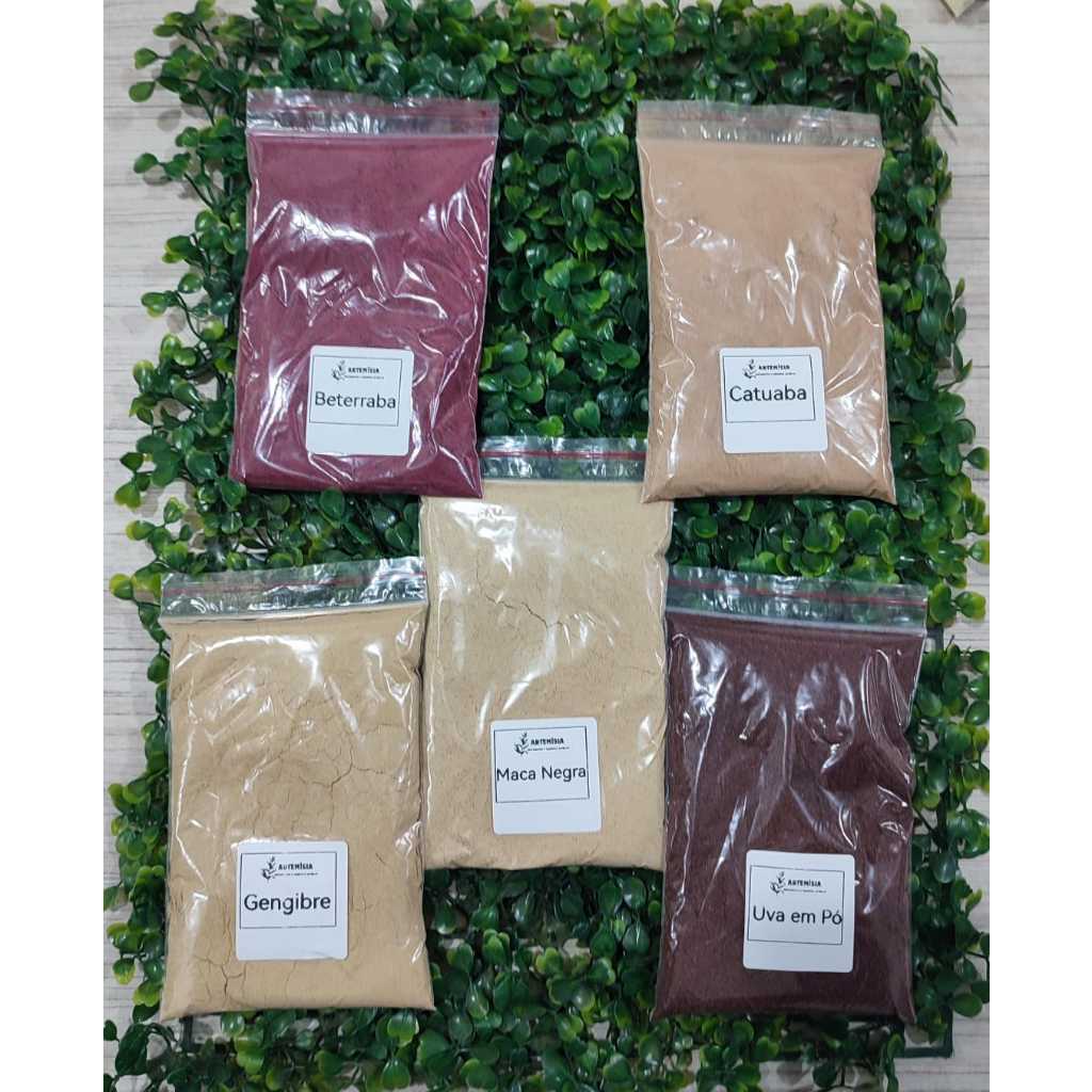 Kit - Maca Peruana Negra - Gengibre - Farinha de Uva - Catuaba ...