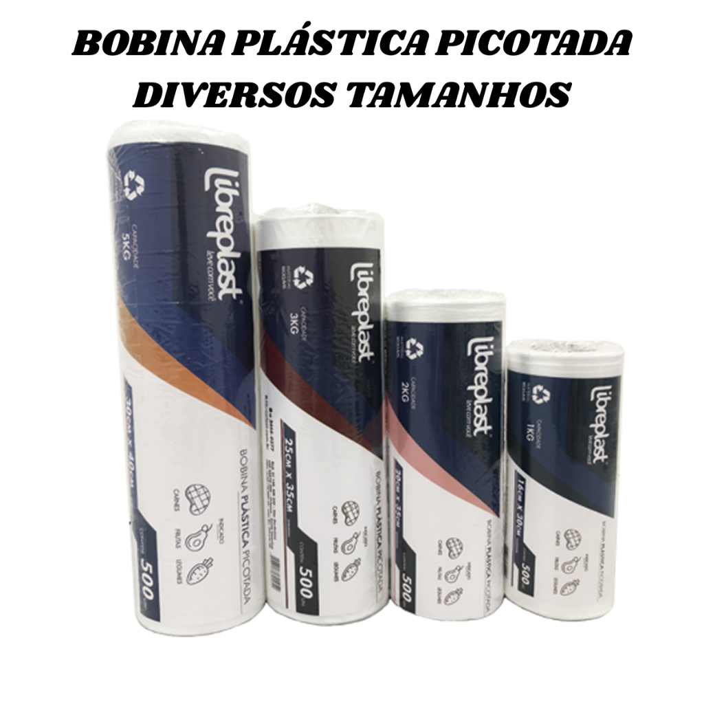 Bobina plástica picotada LIBREPLAST diversos tamanhos | Shopee Brasil