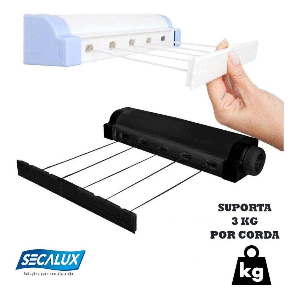 Varal Inteligente Puxe e Use Automático Rotoflex Branco 5 Corda De 4 ...