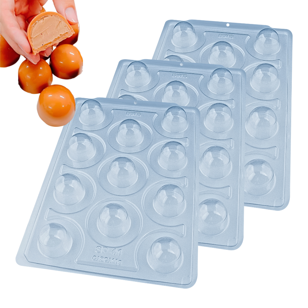 Kit c/ 3 Formas Bombom Trufa Trufão Chocolate 20g 30g 40g 45g 60g 85g 3 ...