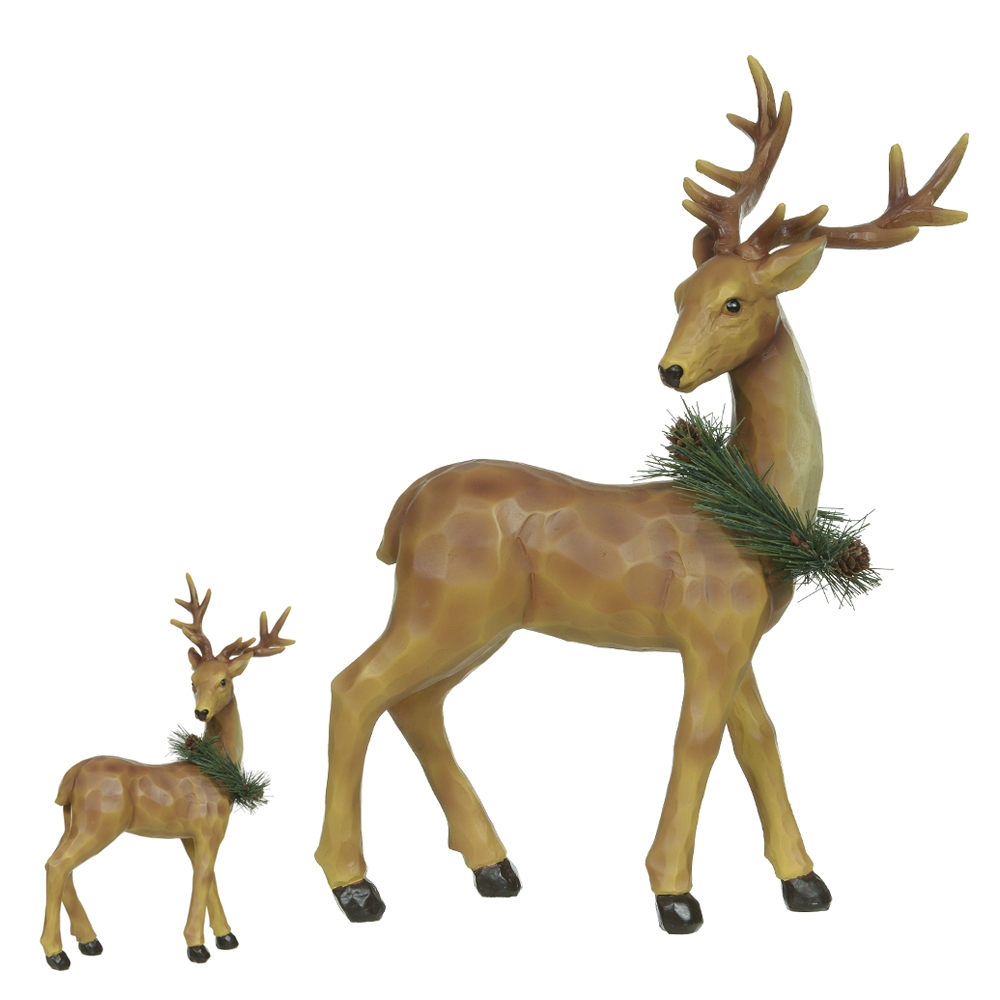 Rena Decorativa Em Pé Resina Colar Guirlanda Natal Bege 31cm | Shopee ...