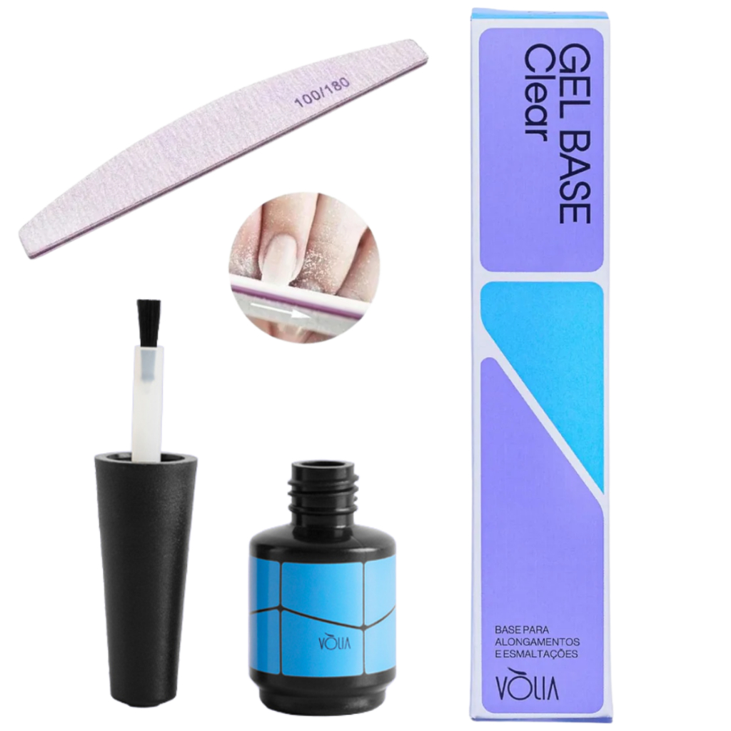 Kit Gel Volia Sache Refil Gel Capa Base Clear + Frasco com Pincel ...