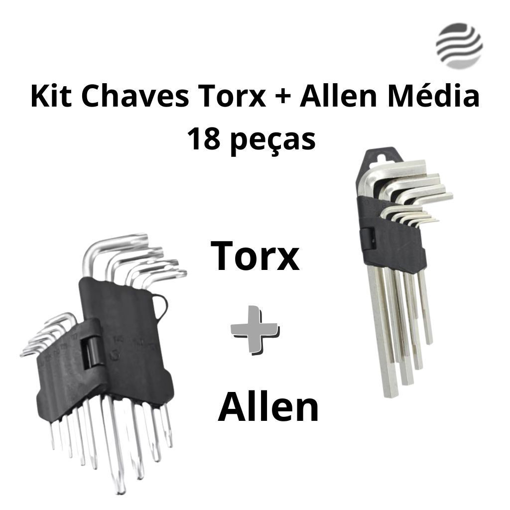 Kit Chave Torx + Allen Média18 Pçs Torque e Allen T10 até T50 | Shopee ...