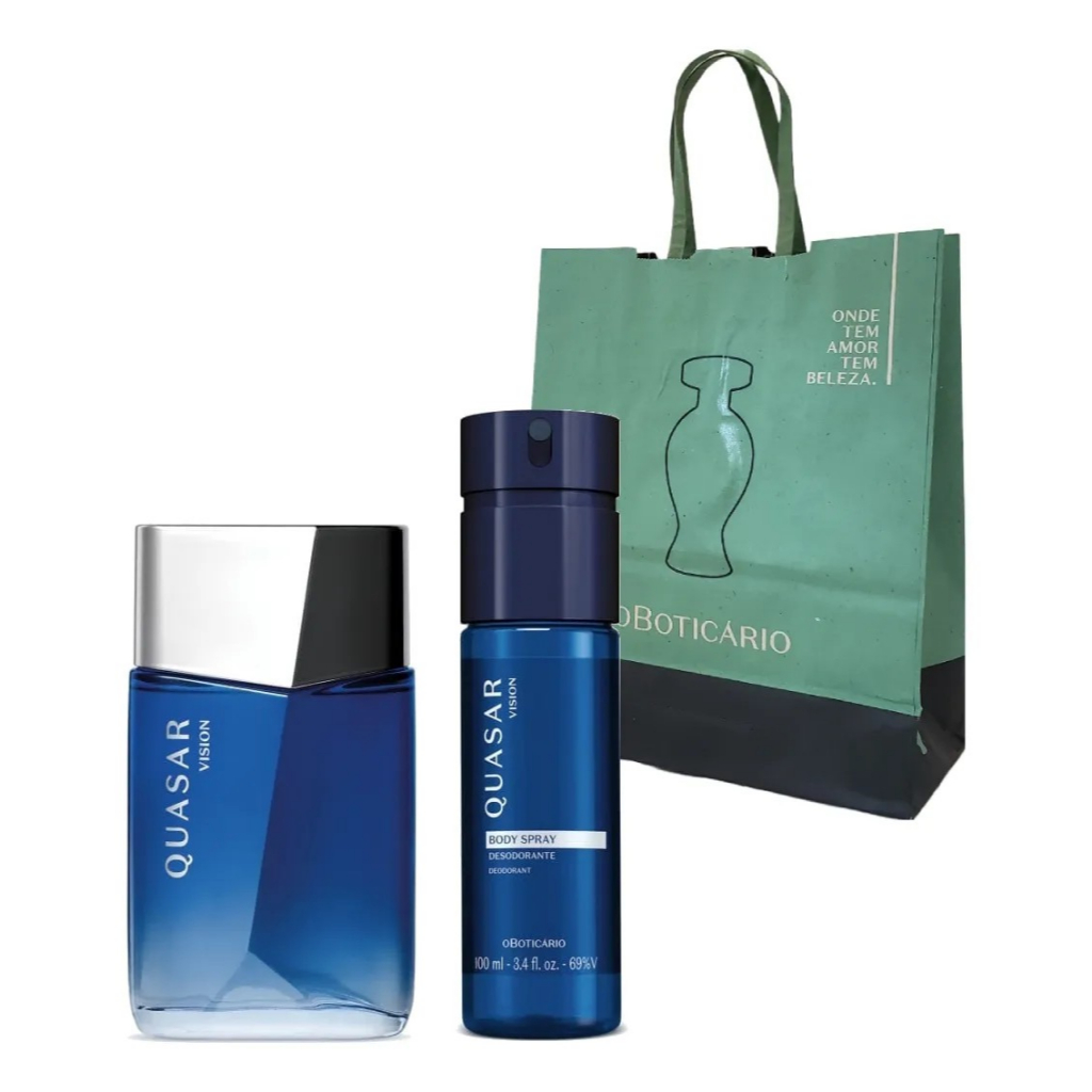 Combo Quasar Vision O Boticário | Colônia 100ml + Body Spray 100ml ...