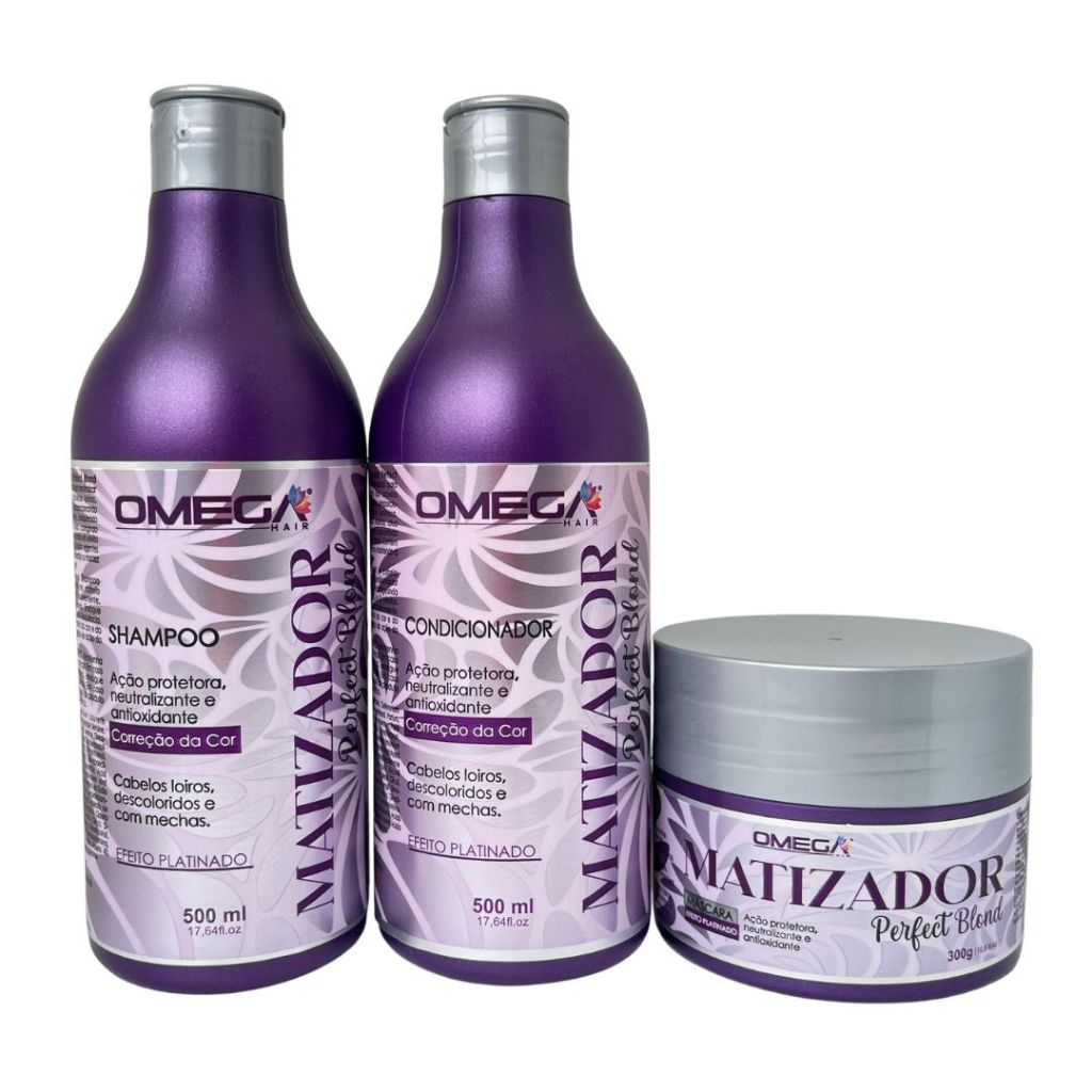Kit Matizador Perfect Blond Shampoo Condicionador 500ml e Hidratação ...