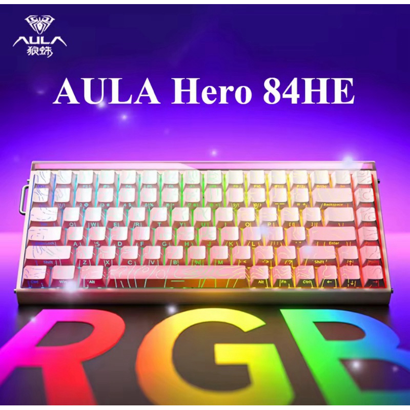 Teclado AULA HERO 84 HE - 75% Magnetic Switch, RGB - White Purple ...
