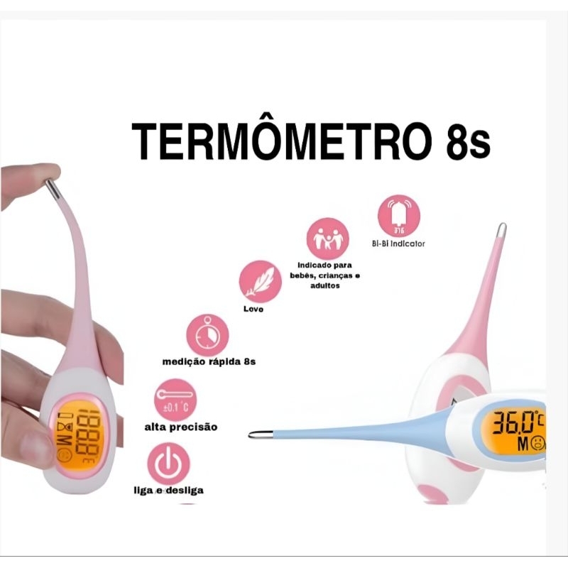 Termômetro digital 8 segundos Rápido flexível LED | Shopee Brasil
