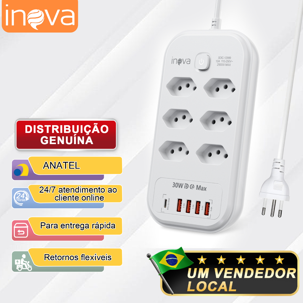 INOVA 2m Régua Filtro de Linha Filtro de linha com protetor contra ...