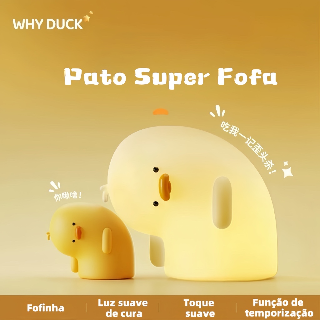 Luminária de Silicone Nocturna Sensor De Toque Why Duck Fofa Recarregável De USB | Shopee Brasil