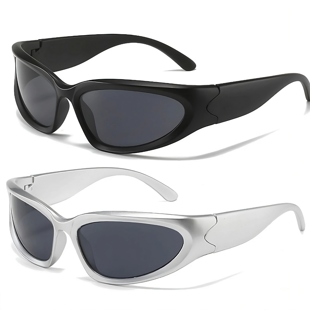 Óculos De Sol Y2k Cyberpunk Oval Rap Trap Espelhado Hype Cat-eye Preto ...