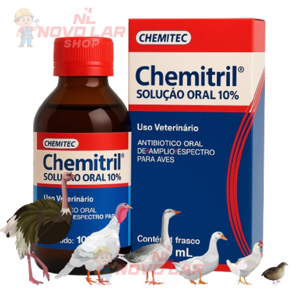 Chemitril 10% Aves Solução Oral Potente Alta Eficiência100ml Galinha ...