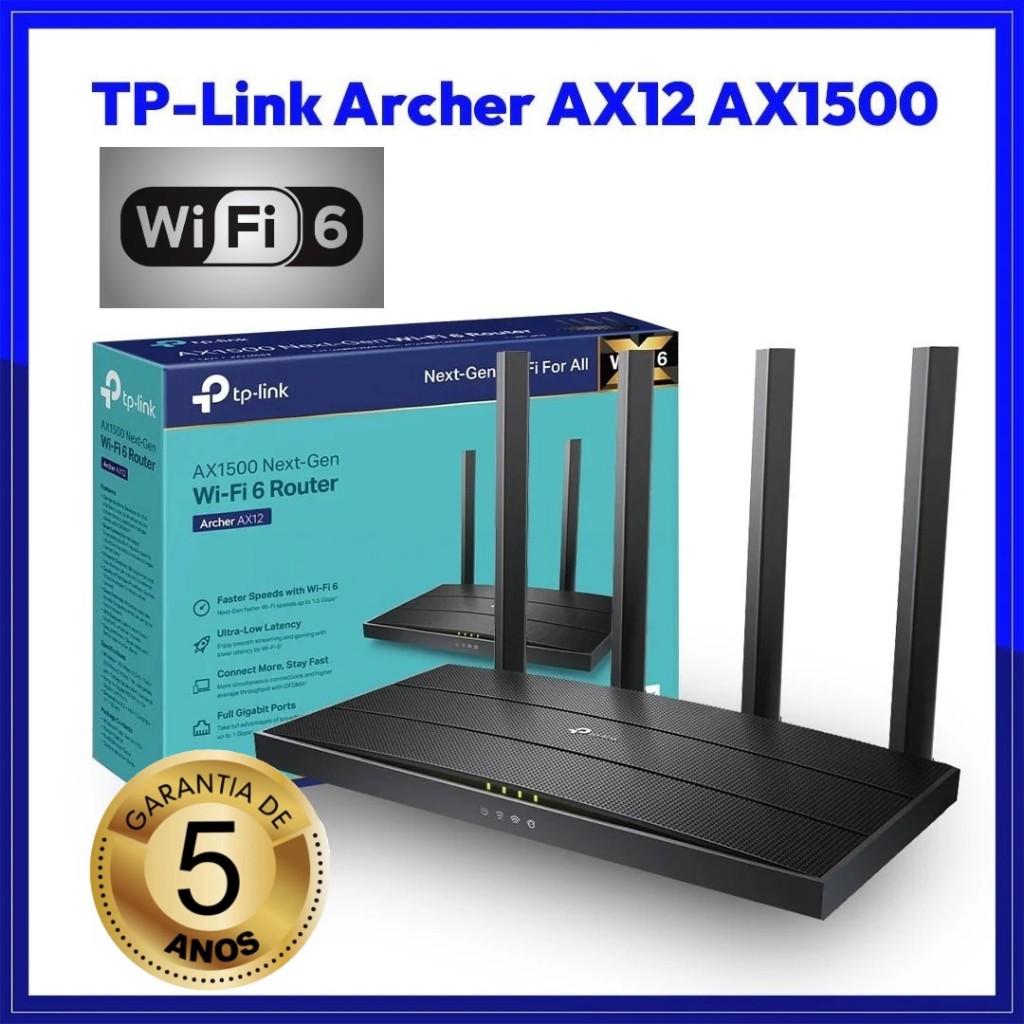 Roteador WiFi 6 TP-Link Archer AX12 Mesh 2.4/5GHz AX1500 Access Point ...