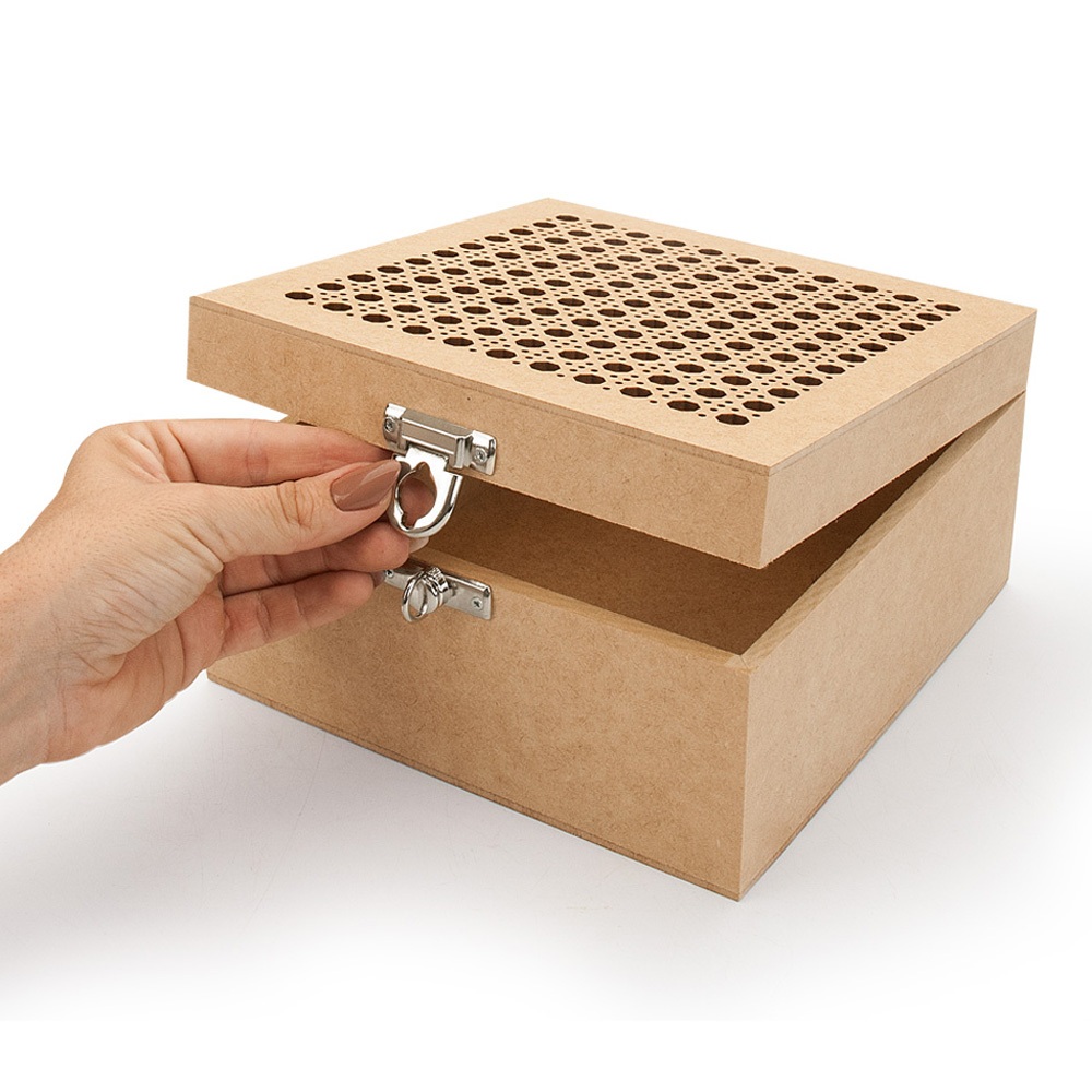 Caixa Lisa Com Dobradiça e Fecho Cadeado 20x20x10 - MDF CRU | Shopee Brasil