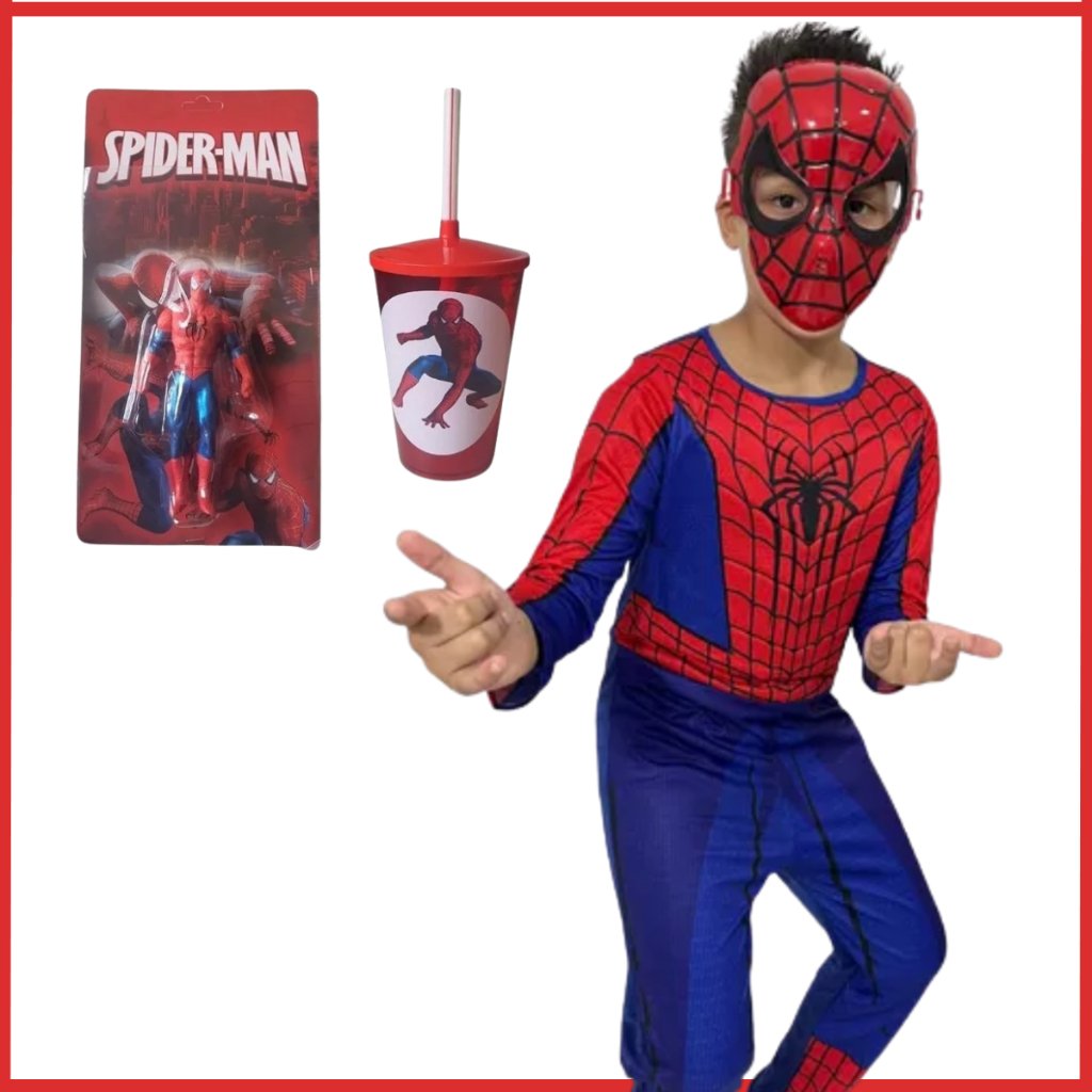 KIT Fantasia Infantil logo do Homem Aranha Com Mascara De Plástico ...