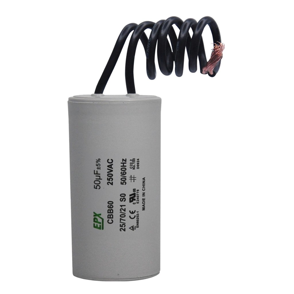 Capacitor Permanente 50uF 250Vac EPX com Fio | Shopee Brasil