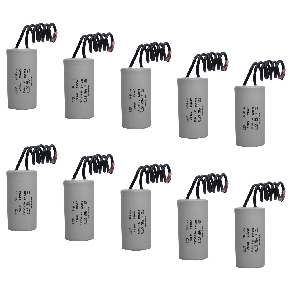 Kit 10 Capacitor Permanente 50uF 250Vac EPX com Fio | Shopee Brasil