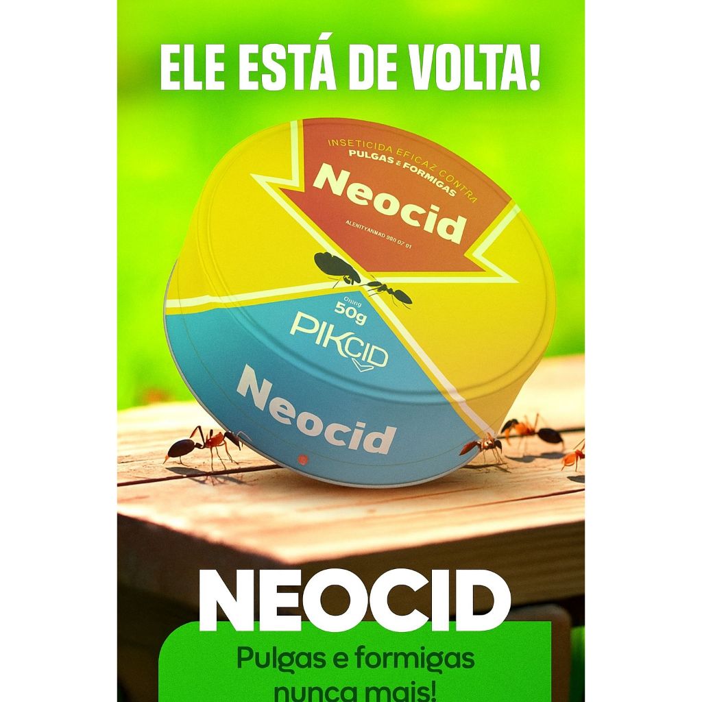 NEOCID Original Mata Pulgas e Formigas 50 gramas Kit 3 Unidades Cuidado ...