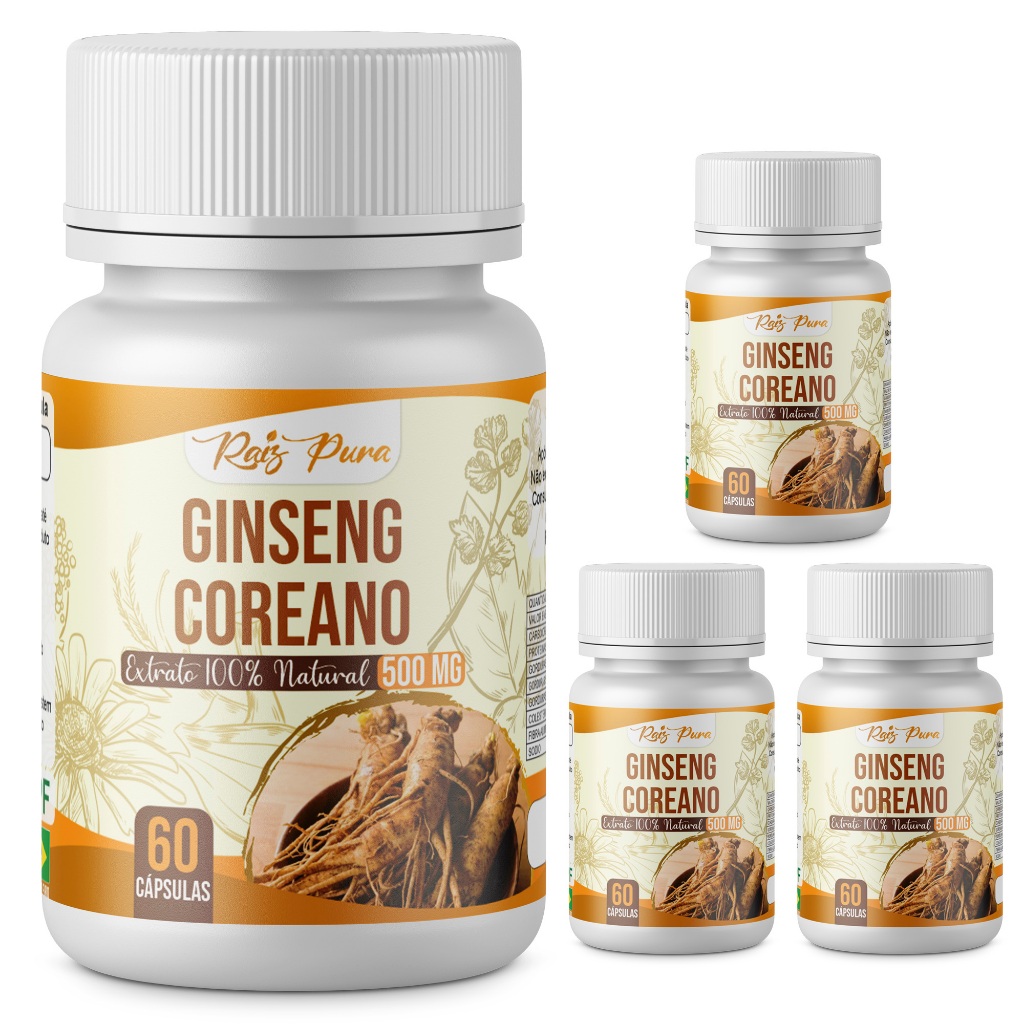 Kit 4x Ginseng Coreano | Panax Ginseng - 500 Mg - 60 cápsulas | Shopee ...